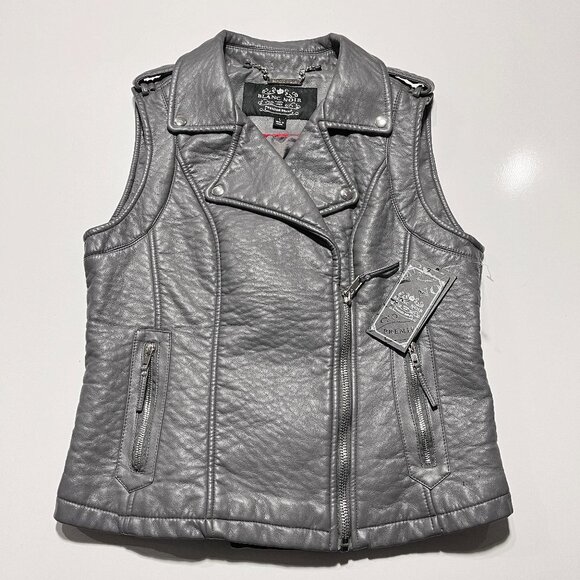 blanc noir | Jackets & Coats | Blanc Noir Full Zip Faux Leather Vest Jacket Sz Large Y2k Nwt ...